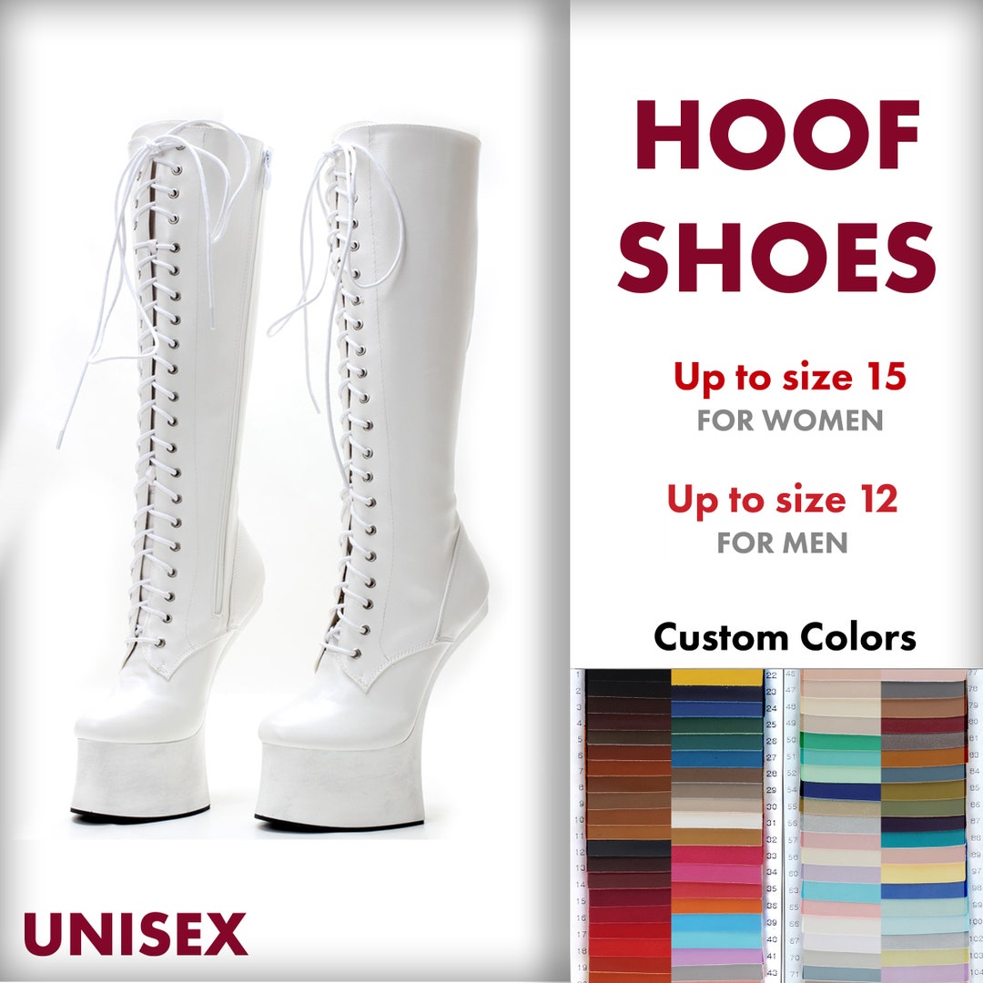 Horse Hoof Shoes Creature Cosplay Lace up Ankle High Heels White or ...
