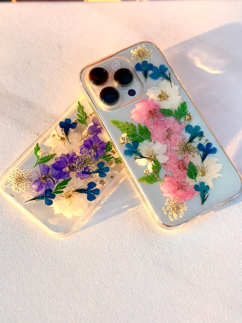 Handmade Real Pressed Flower Clear iPhone Case | Boho Floral Designed ...