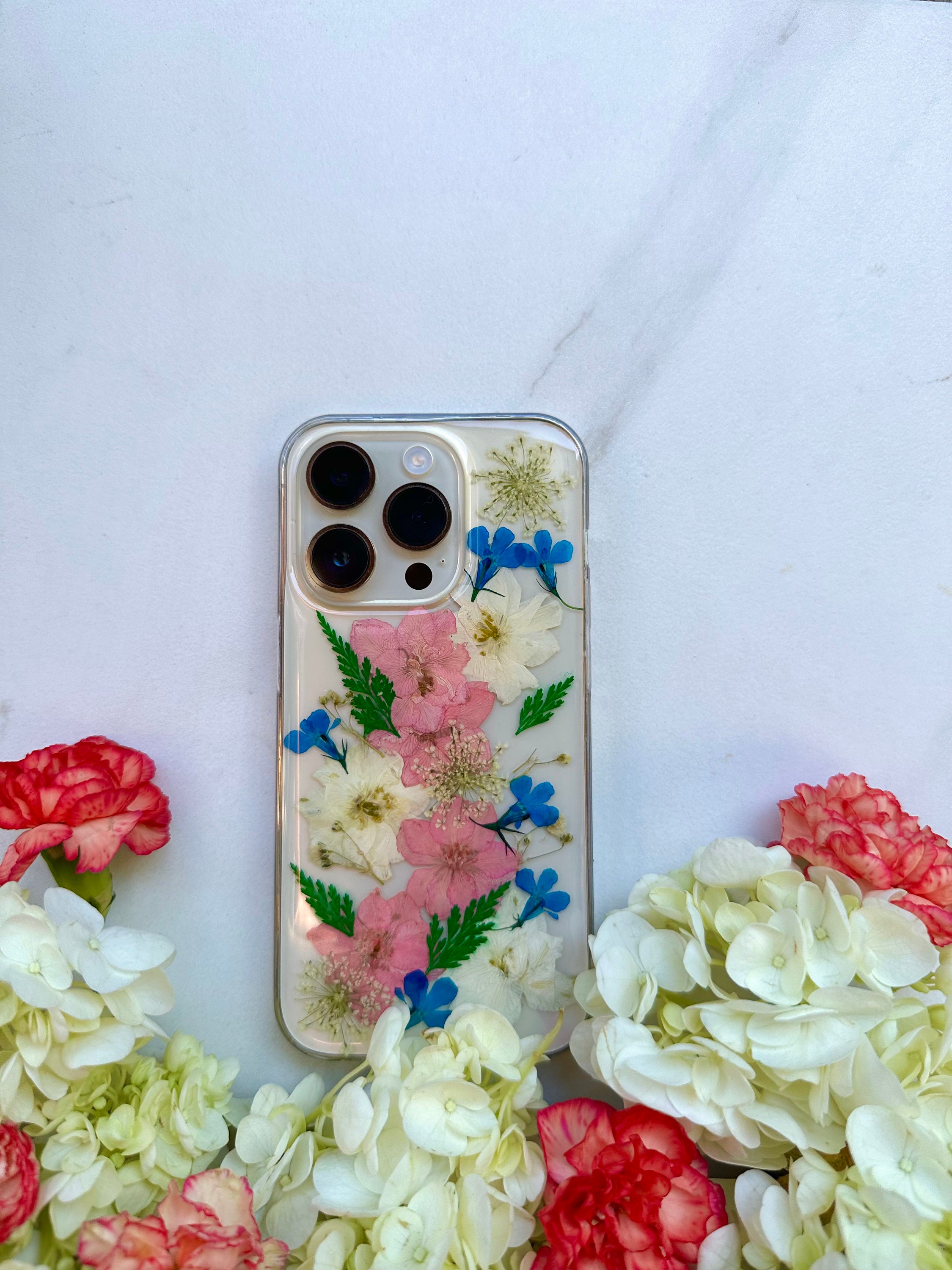 Handmade Real Pressed Flower Clear iPhone Case | Boho Floral Designed ...