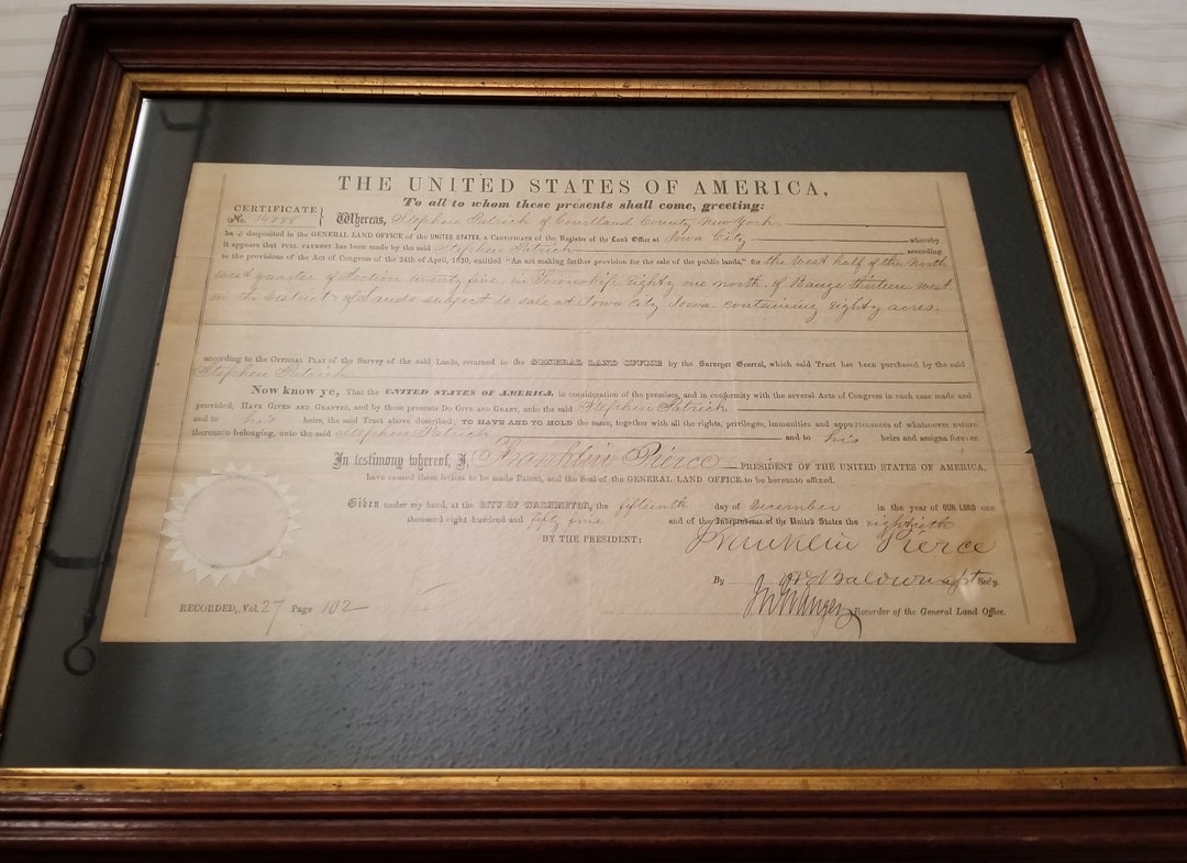 Great Historical Document. Land Grant Signed With the Signature of ...