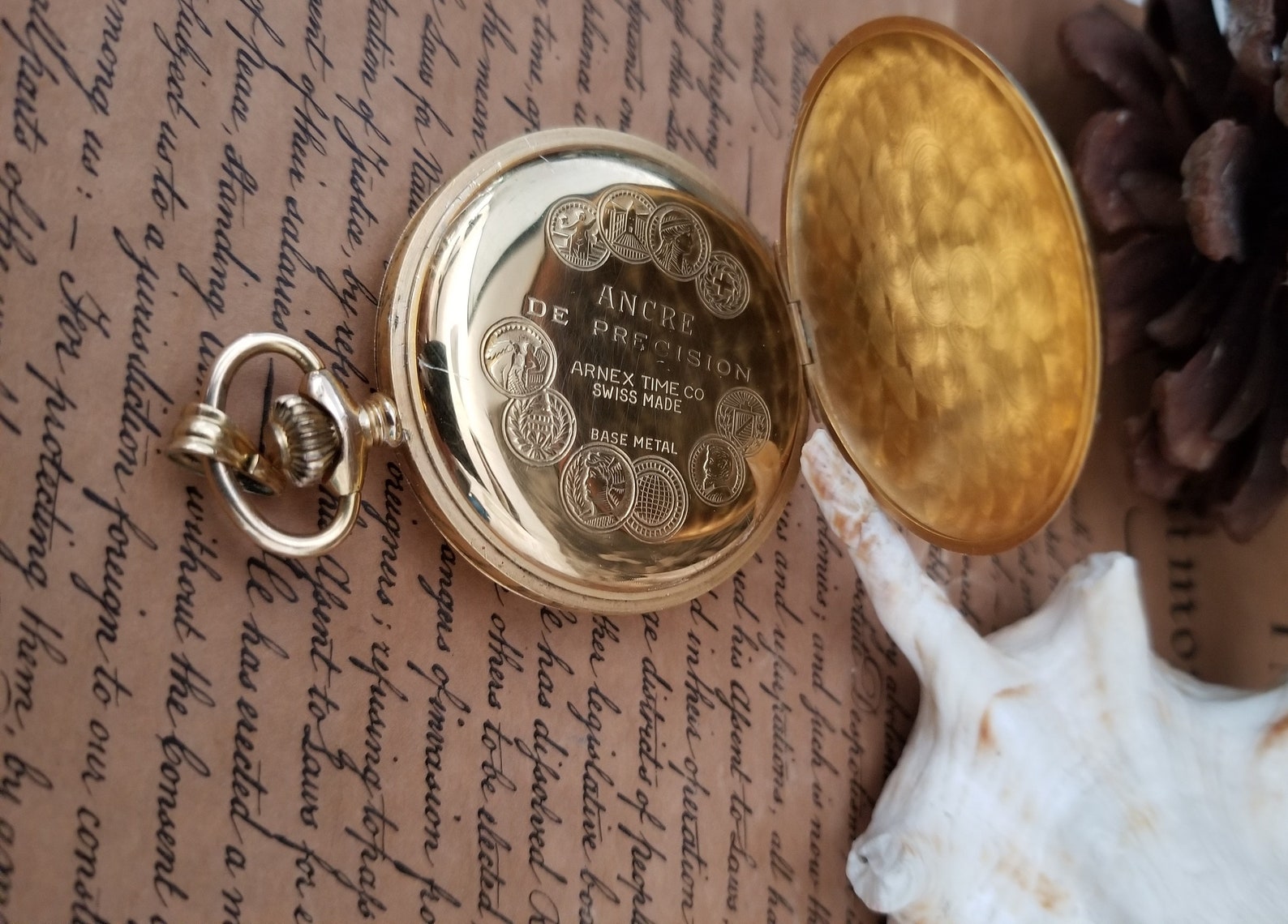 Armex 17 Jewels Incabloc Gold Tone Not Running Pocket Watch and the ...