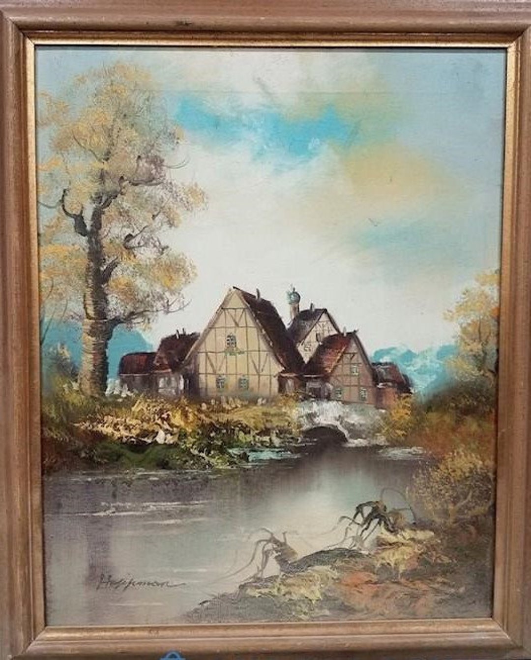 Framed Oil Painting Country House Signed by Hoppman the Frame is 23x19 ...