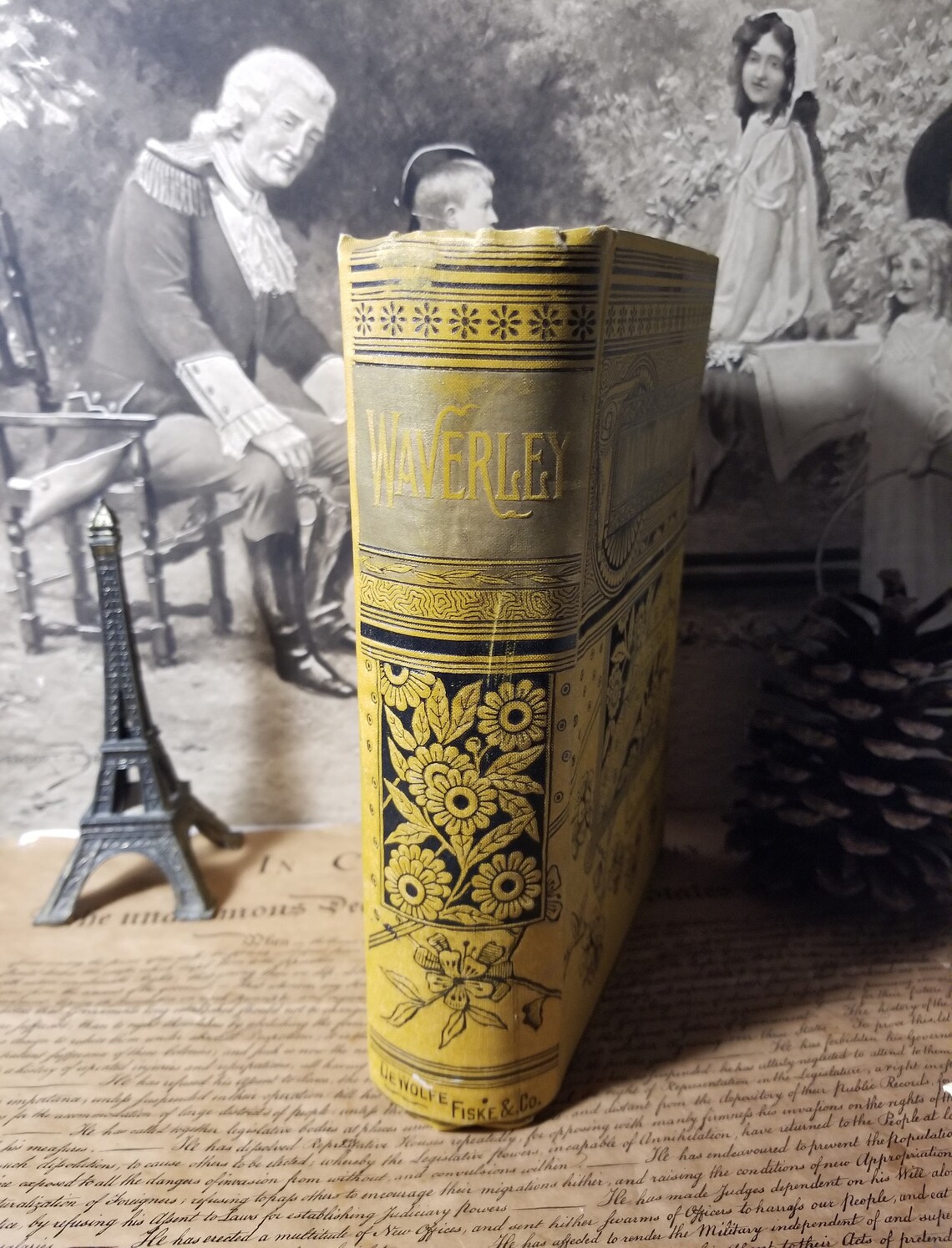 Waverley 1839 Antique Leather Novel Book. Fine Binding Antique Vintage ...