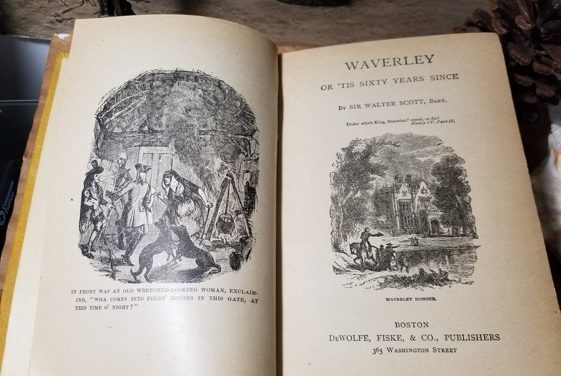 Waverley 1839 Antique Leather Novel Book. Fine Binding Antique Vintage ...