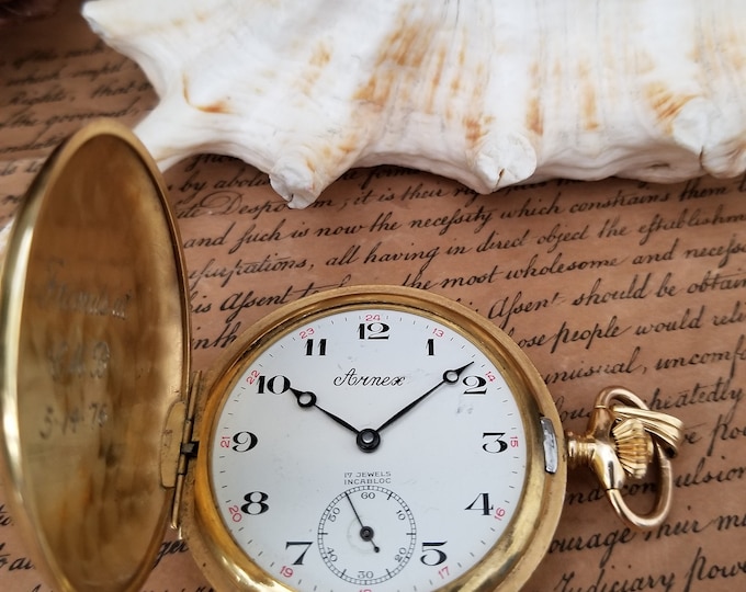 Armex 17 Jewels Incabloc Gold Tone Not Running Pocket Watch and the ...