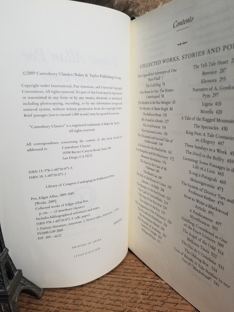 Edgar Allan Poe Collected Works Stories & Poems Book Leather Hardcover ...