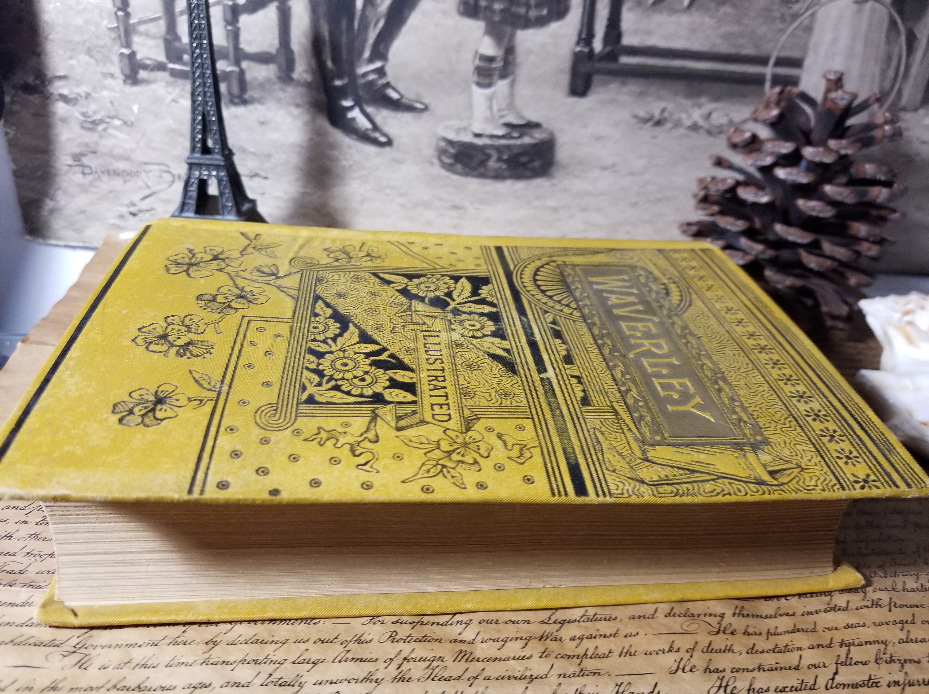 Waverley 1839 Antique Leather Novel Book. Fine Binding Antique Vintage ...
