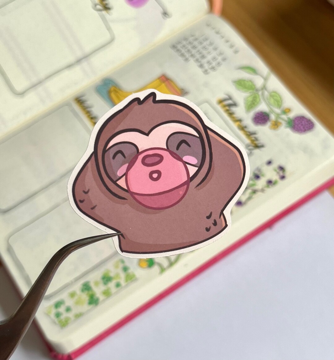 Bubble Gum Sloth Sticker Die Cut Glossy Sticker Relaxing Sloth Decal ...