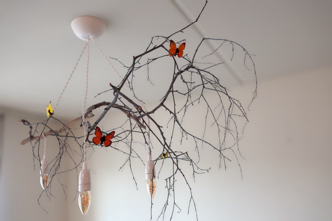 Wooden Ceiling Lamp Natural Tree Ceiling Lamp Rustic Pendant Light 3 ...