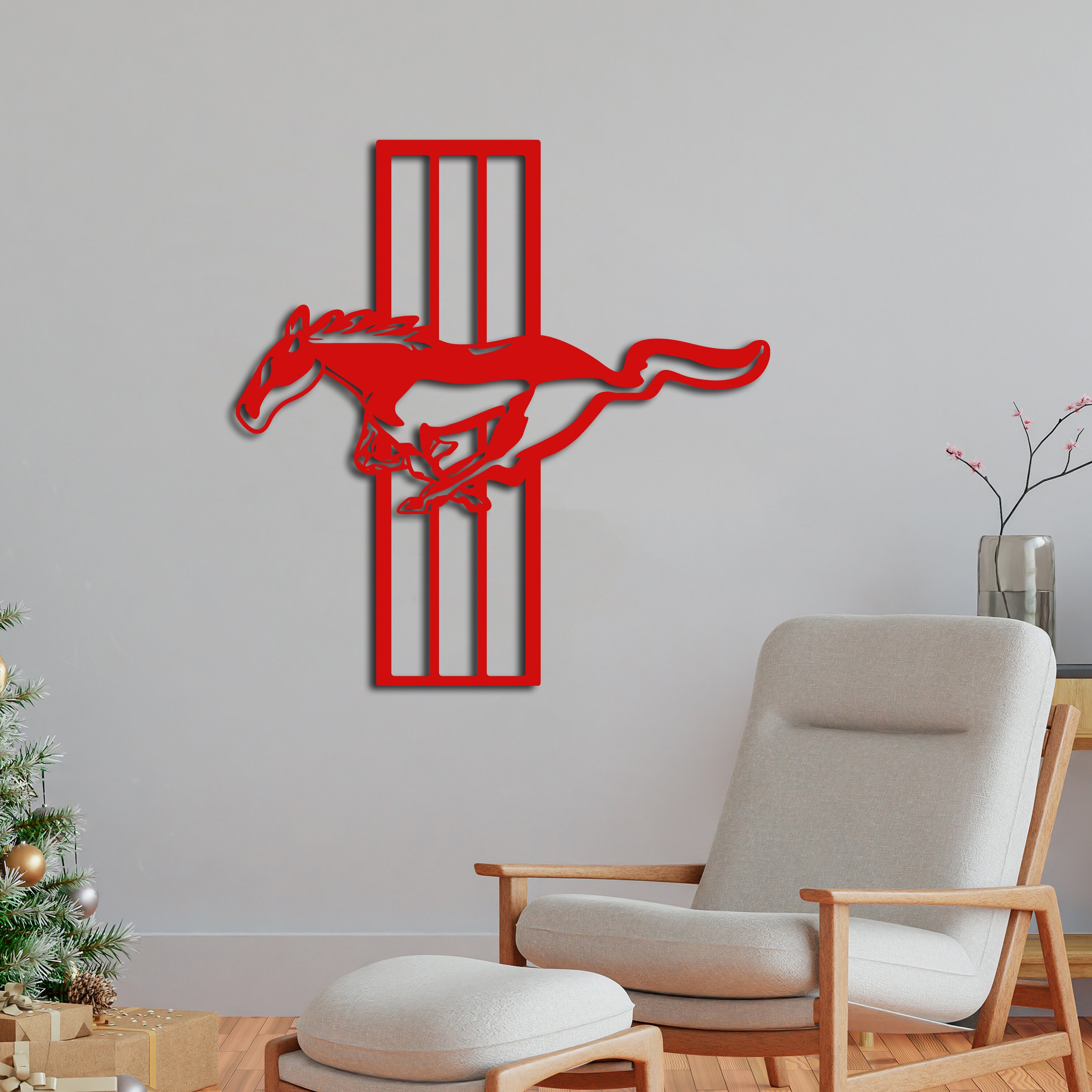 Cars Metal Logo Wall Art, Mustang Logo Metal Wall Hangings, Cars Lovers ...
