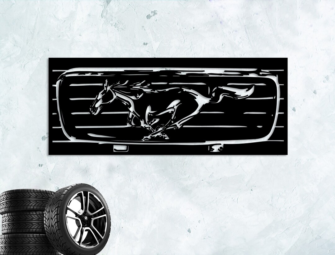 Mustang Cars Logo Metal Wall Hangings, Car Front Louver Logo, Car Logo ...