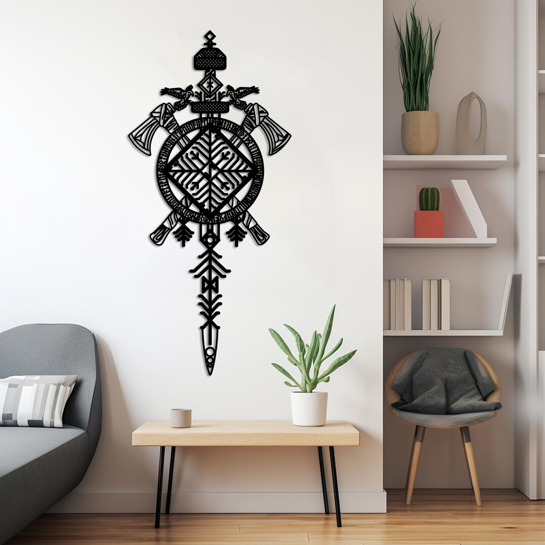 Viking Shield & Axe Metal Wall Art: Nordic Norse Decor - Etsy