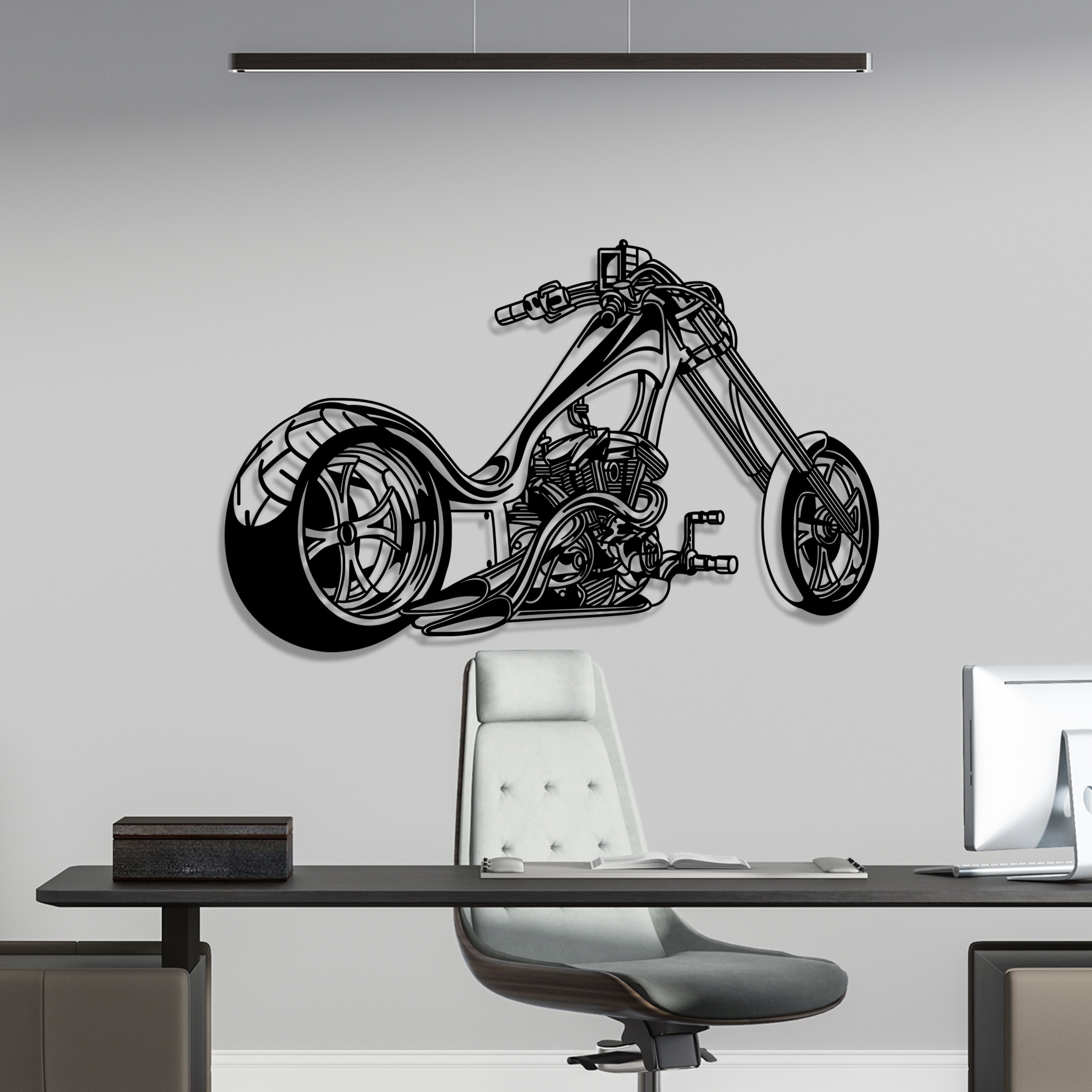 Chopper Motorcycle Metal Wall Art / Classic American Outline Decor - Etsy