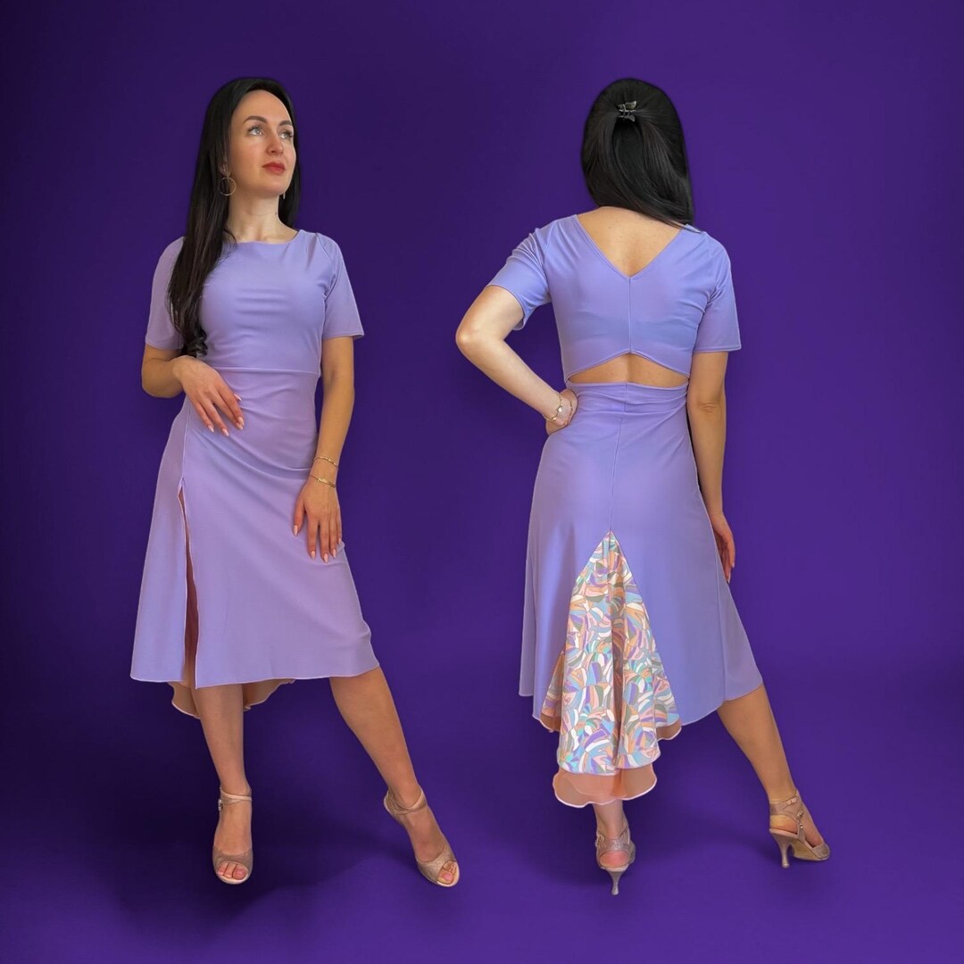 Open Back Tango Dress With Silk Tail, Jersey Tango Dress, Tango Dress ...
