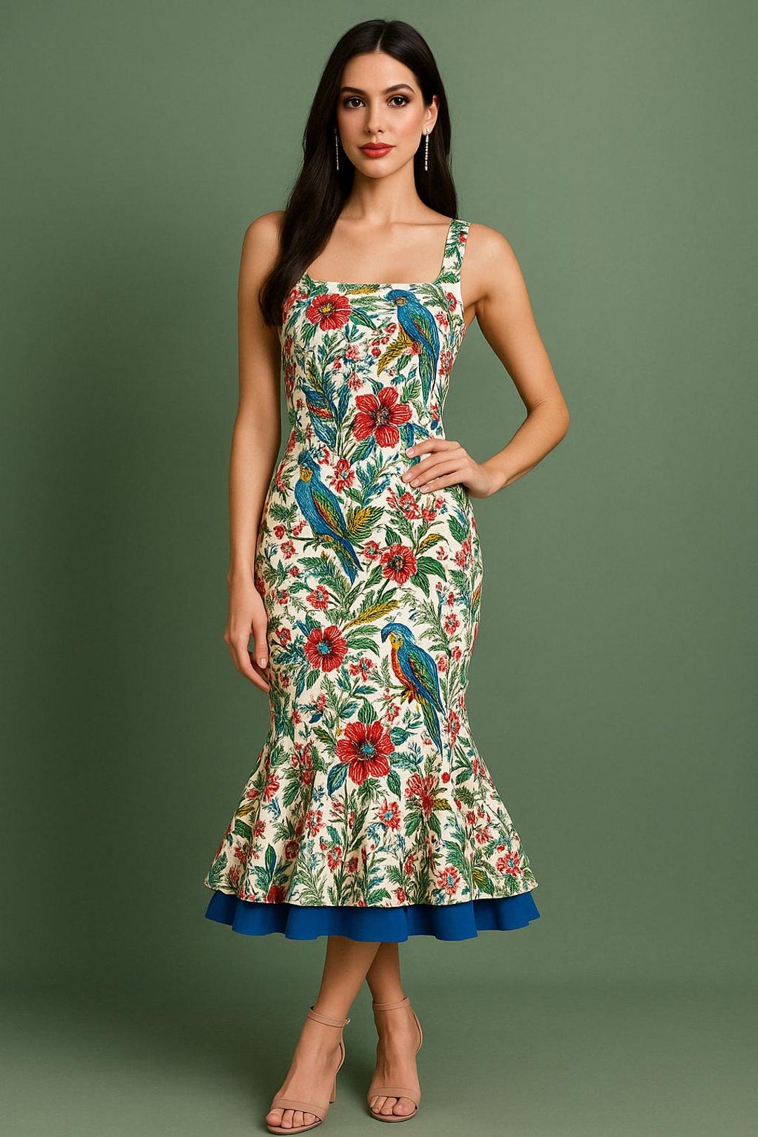 Tango Dress With Tropical Floral Print and Flared Hem – Summer Jersey ...