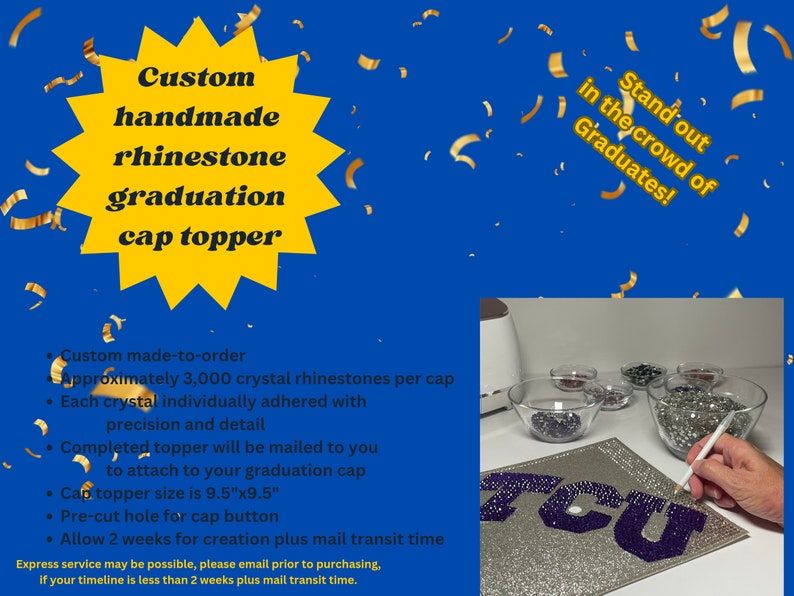Tailor Made Graduation Cap Topper Rhinestone Crystal Bling - Etsy