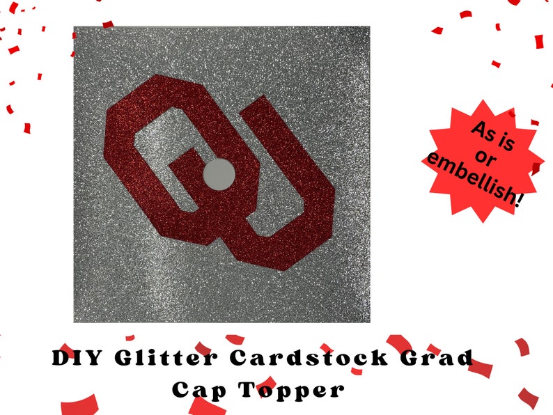 Glitzy Grad Glitter Card Stock Grad Cap Topper Template *to Use as is ...