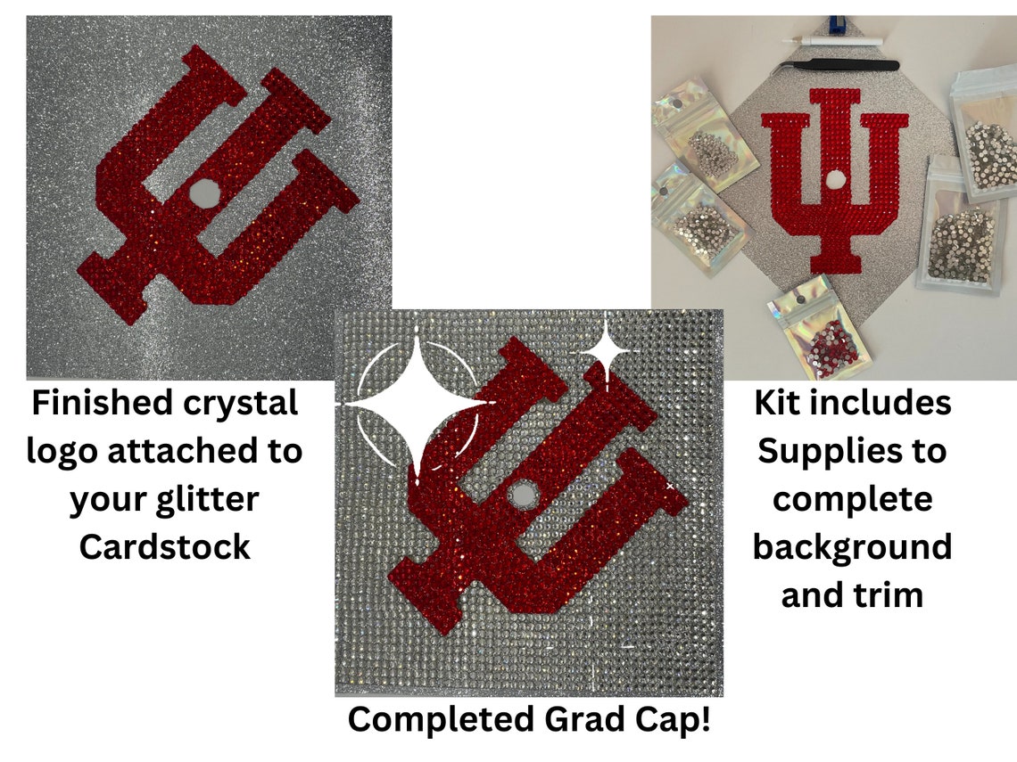 DELUXE Grad Cap Craft Kit, Bling DIY Crystal Graduation Cap Topper Kit ...
