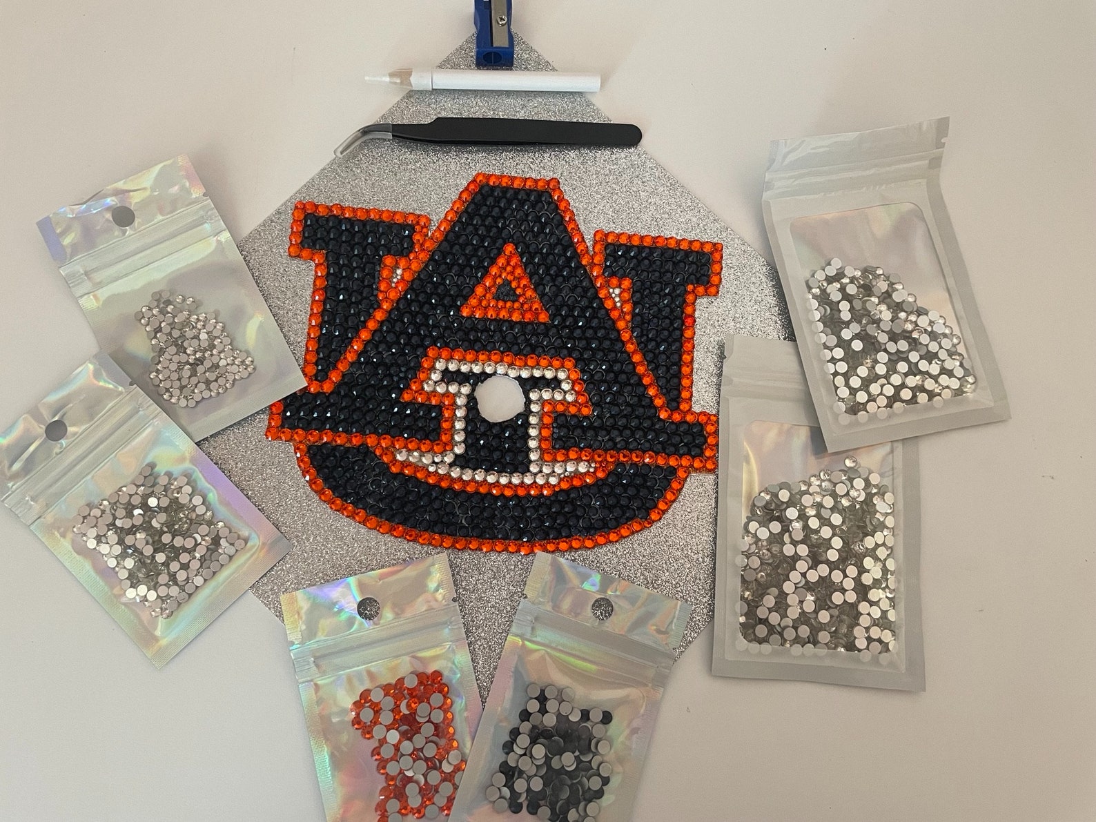 DELUXE Grad Cap Craft Kit, Bling DIY Crystal Graduation Cap Topper Kit ...