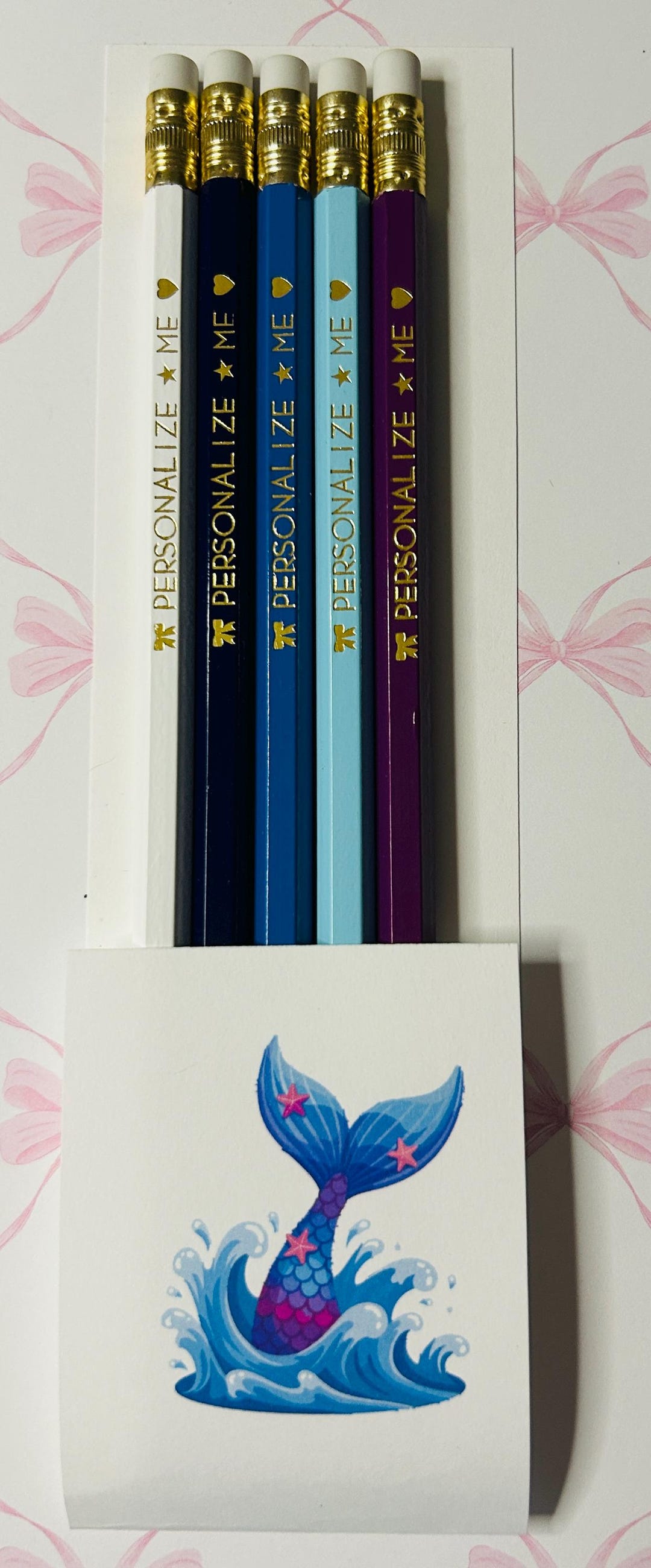 Mermaid Splash Pencil Set • Custom Name Pencils • Ocean and Mermaid ...
