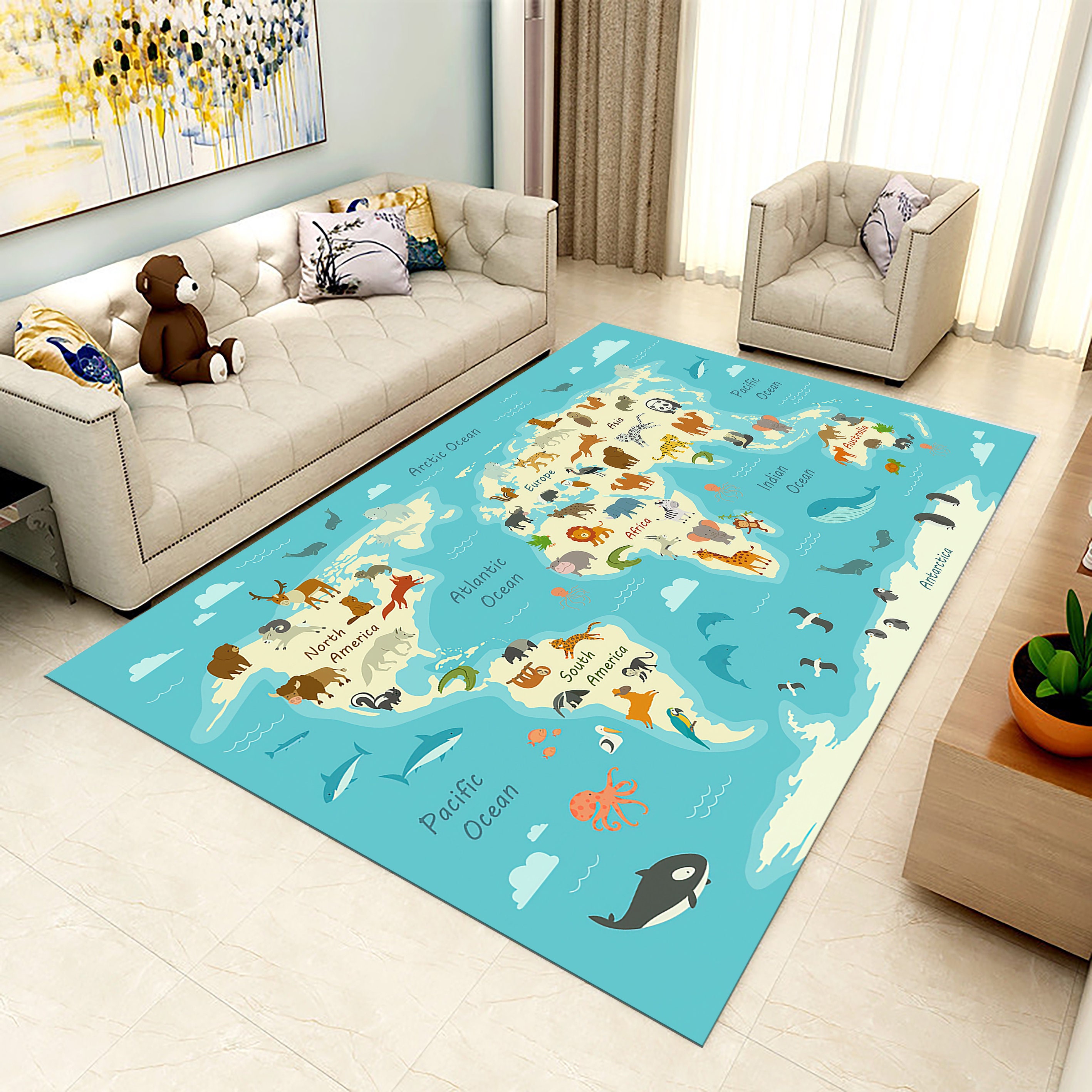 World Map Rug,education Rug,map Rug,world Map,design Pattern Rug ...