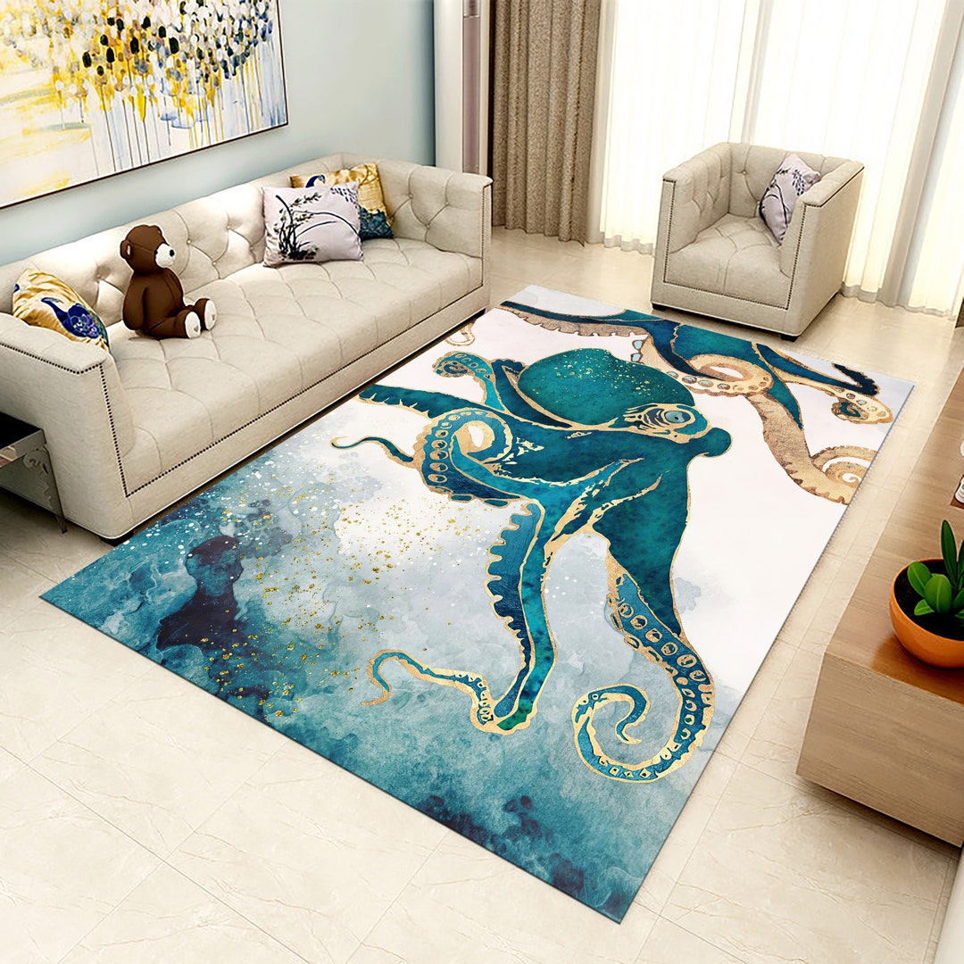 Octopus Rug,modern Rug,office Decor,animal Rug,machine Washable Rug ...