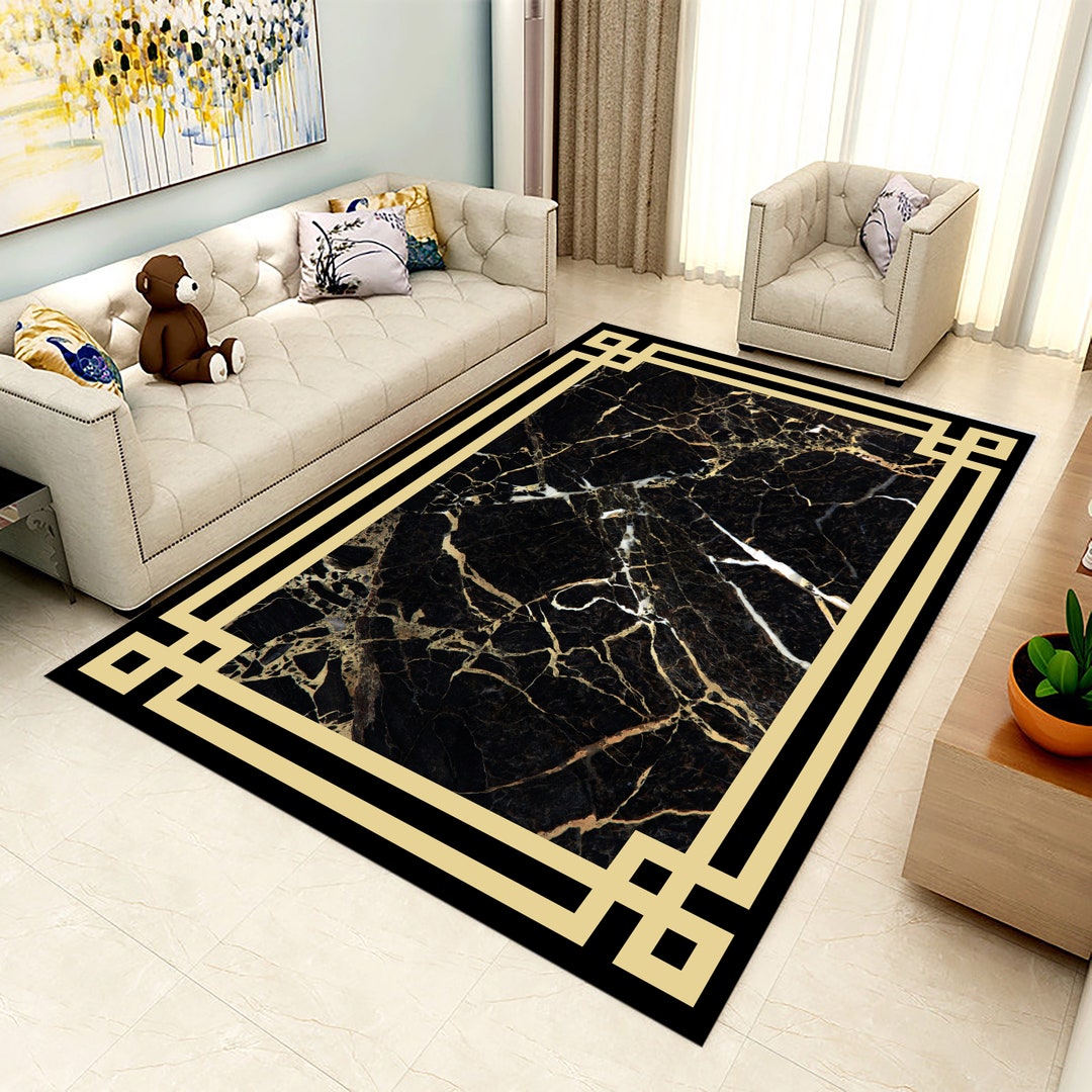 Black Gold Marble Rug,design Rug,pattern Rug,cool Rug,custom Rug ...
