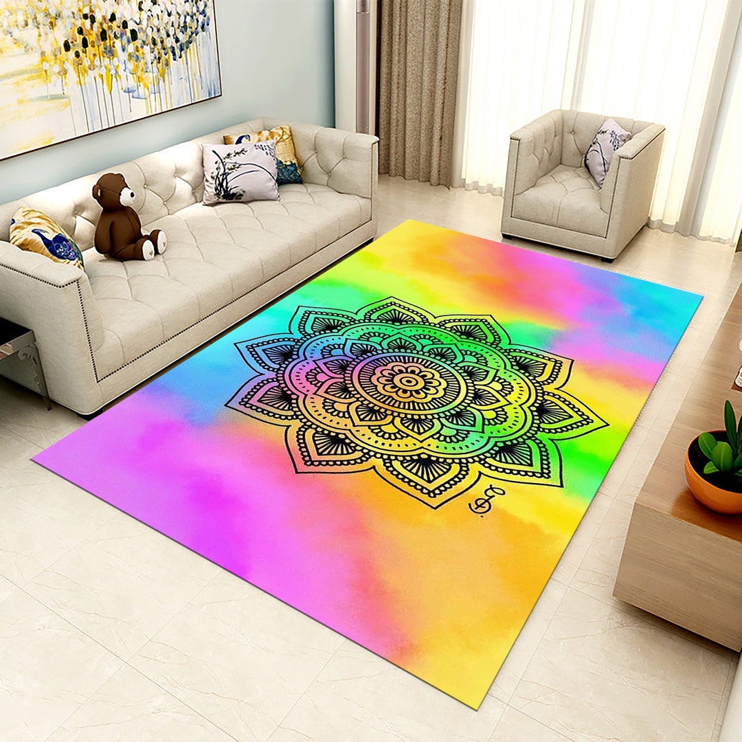 Colorful Mandala Carpetmandala Pattern Rugmandala - Etsy