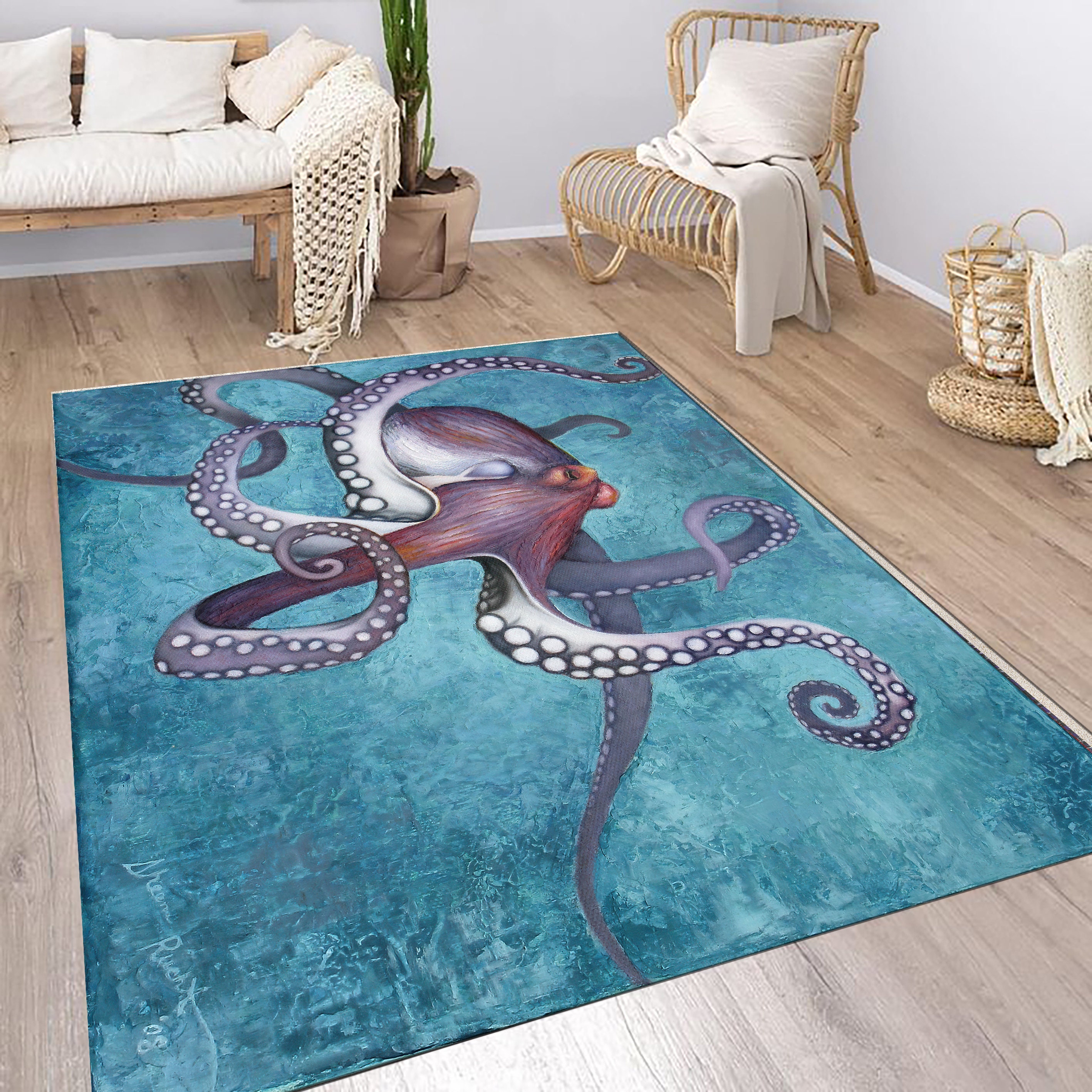 Octopus Rug,modern Rug,office Decor,animal Rug,machine Washable Rug ...