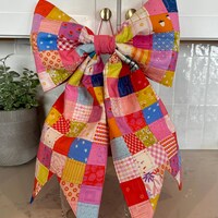 Giant Patchwork Quilted Bow Sewing Pattern PDF | Oversized Door Decor ...