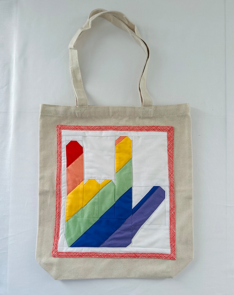 Canvas Quilt Block Tote Bag ILY Hand Block - Etsy