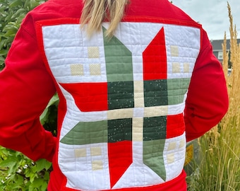 Quilt Block Sweatshirt Handmade 9-patch Star Block Plaid Fabrics ...