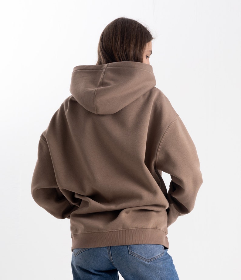 Light Brown Basic Hoodie, Brown Kangaroo Pocket Hoodie, Oversize Unisex Sweatshirt, Oversize ...