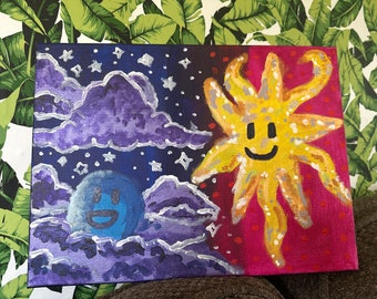 Sun and Moon Painting | Abstract Wall Art | Acrylic Moon Painting | on ...