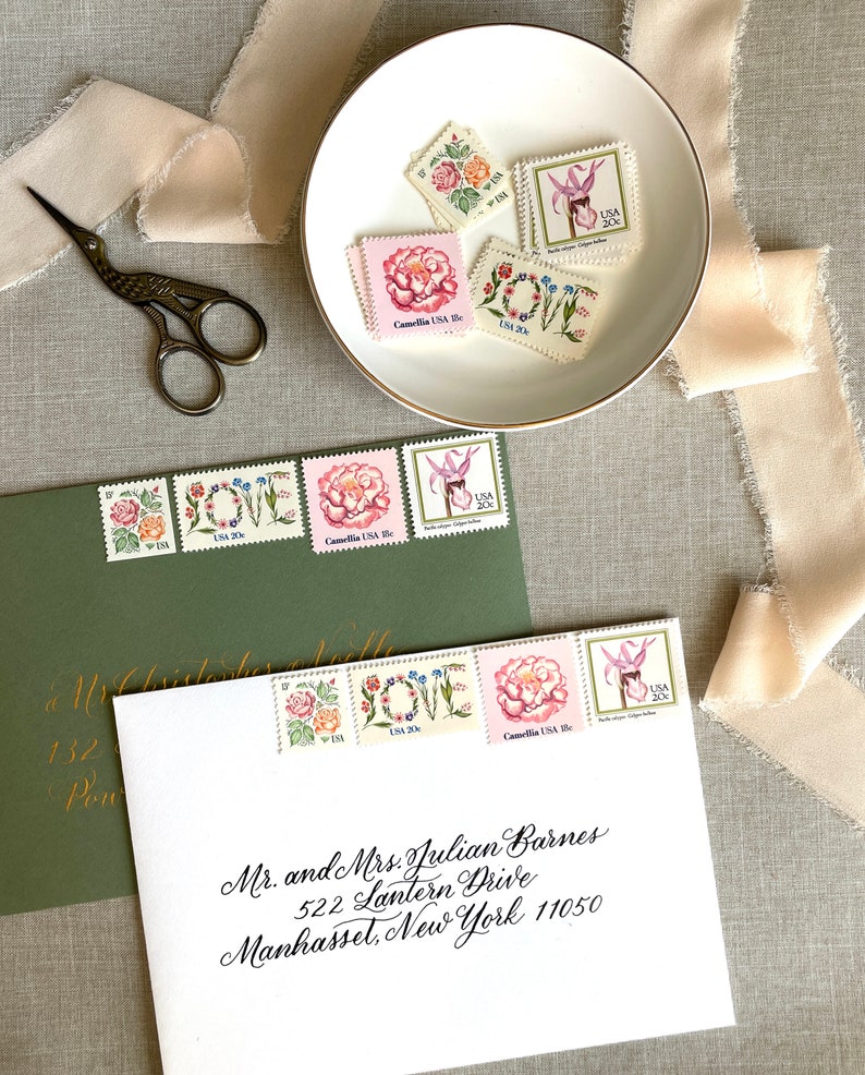 Vintage Unused Pink Floral Love Postage Set 1 Oz. / for 10 Letters ...