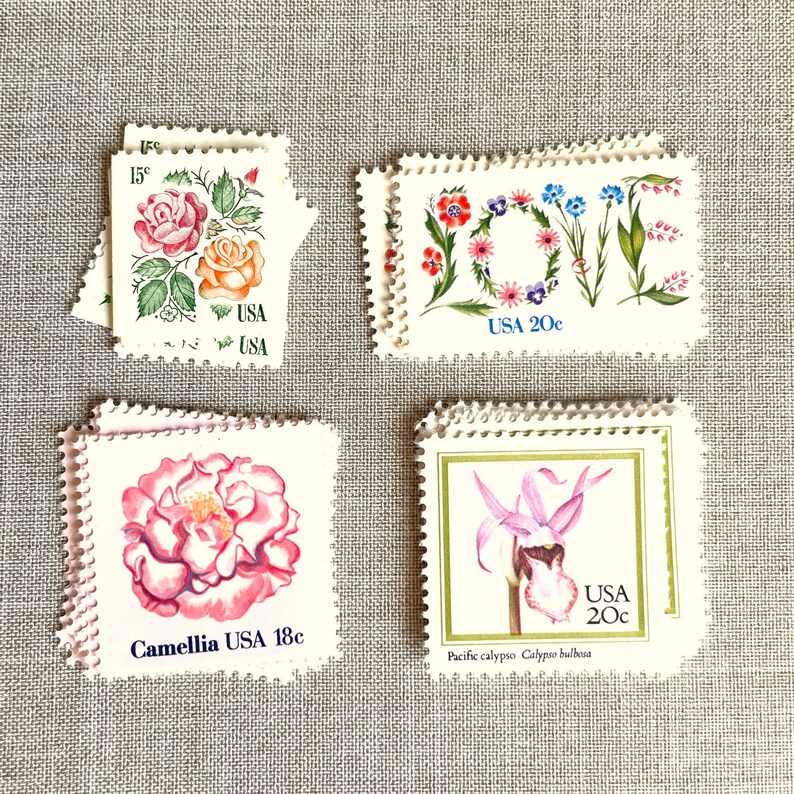 Vintage Unused Pink Floral Love Postage Set 1 Oz. / for 10 Letters ...