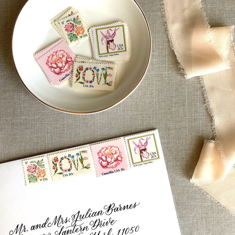 Vintage Unused Pink Floral Love Postage Set 1 Oz. / for 10 Letters ...