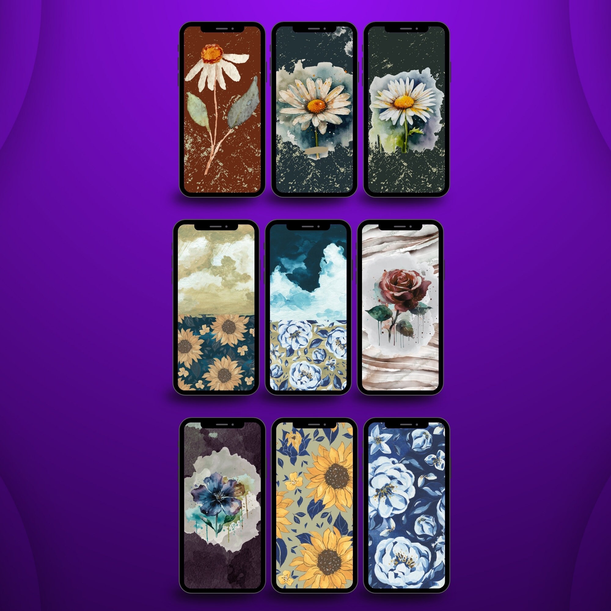 Set of 9 Phone Wallpaper, Aesthetic Wallpaper, Digital Art, Aesthetic ...