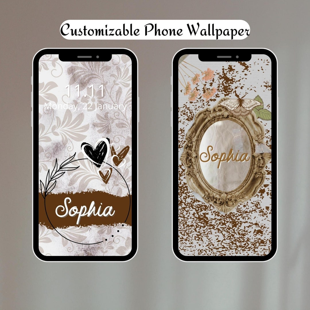 Set of 2 Phone Wallpaper, Aesthetic Neutral iPhone Home Screen, Custom ...