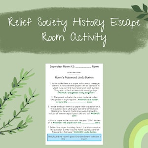 Relief Society History Escape Room - Etsy