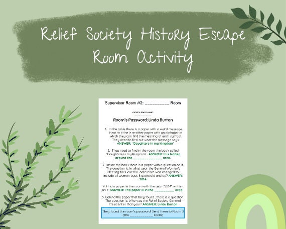 Relief Society History Escape Room - Etsy