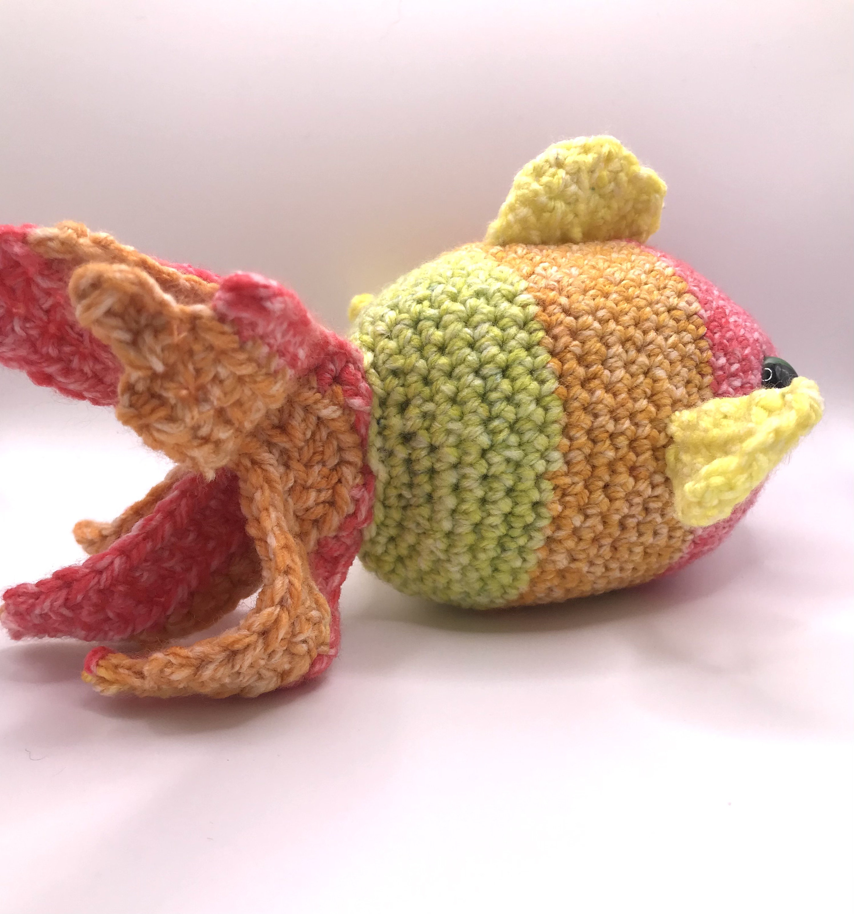 Crochet Rainbow Fish red, Orange and Yellow green Eyes - Etsy