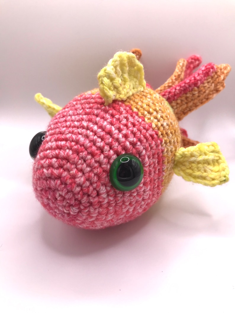 Crochet Rainbow Fish red, Orange and Yellow green Eyes - Etsy