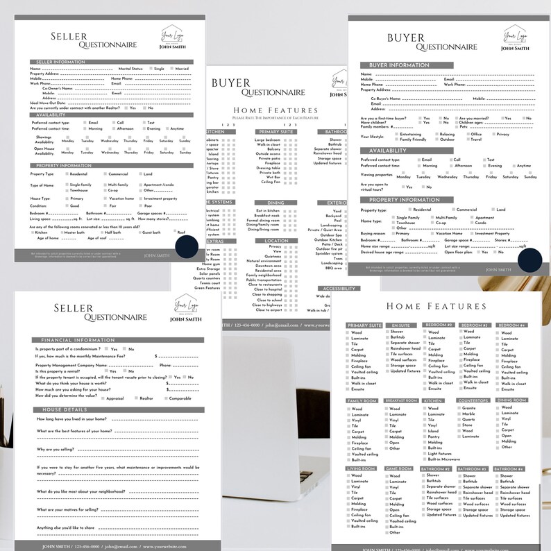 Buyer & Seller Questionnaire Real Estate Templates Listing - Etsy
