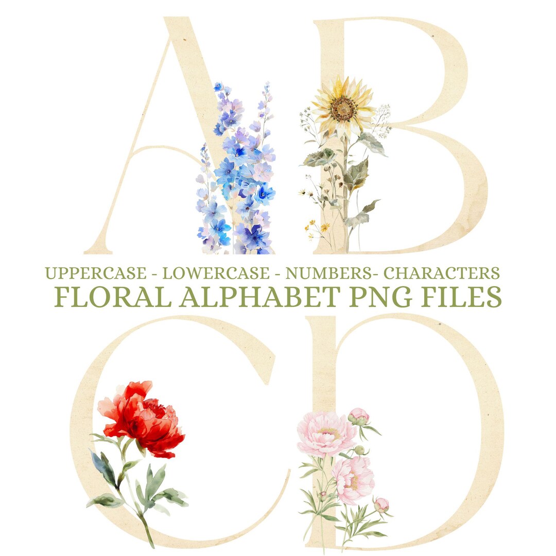 Spring Floral Alphabet Clipart, Letter Clipart, Floral Letter PNG ...