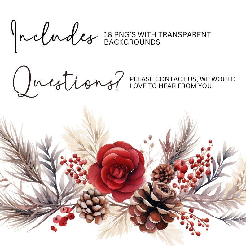 Vintage Christmas Floral Clipart Boho Christmas Tiny Floral - Etsy