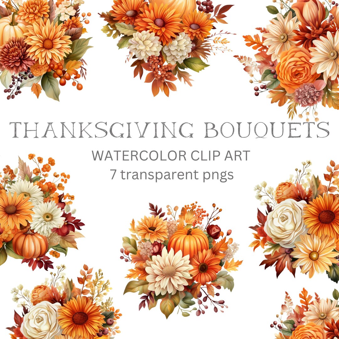 Thanksgiving Floral Clipart Boho Thanksgiving Floral Clipart - Etsy