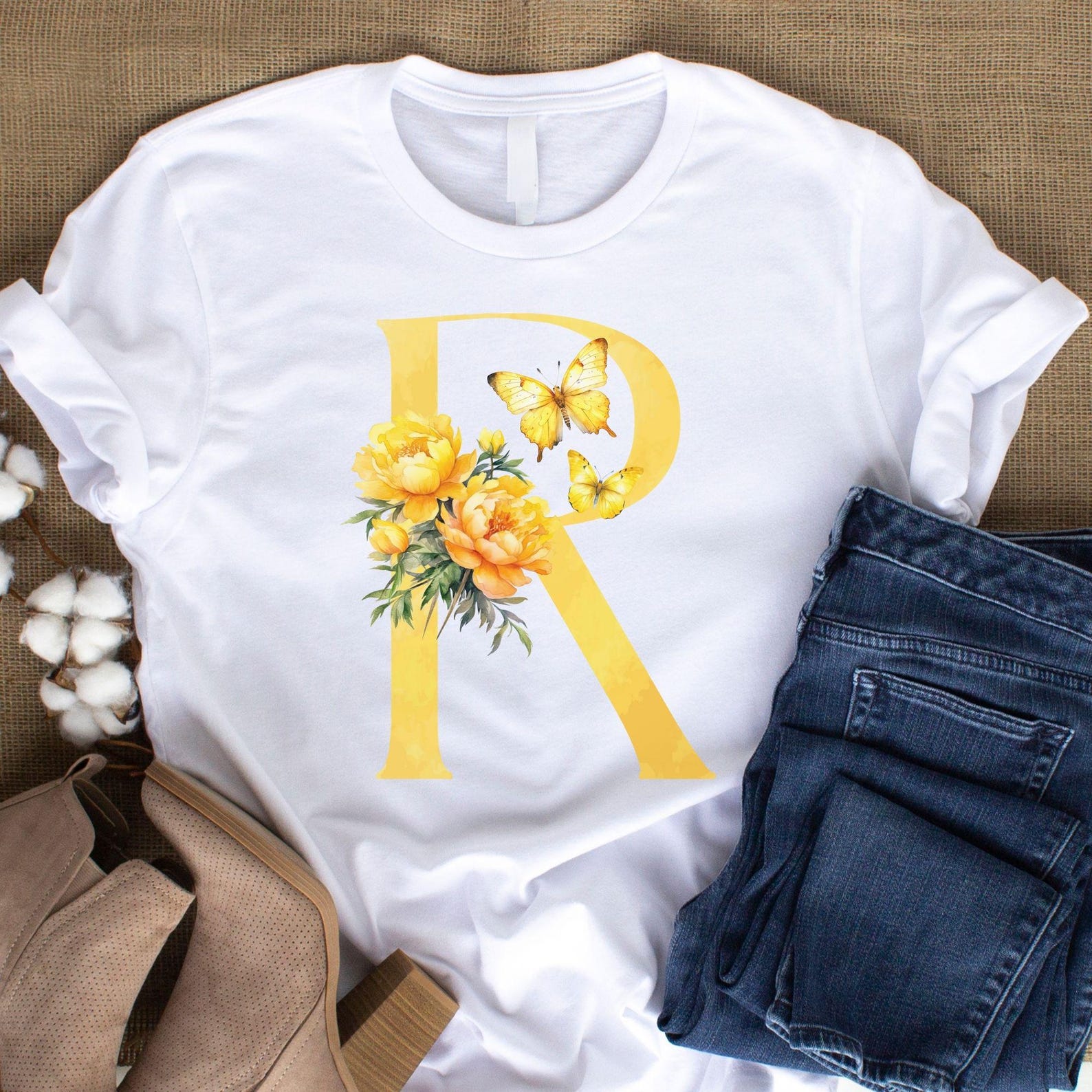 Yellow Floral Alphabet Clipart, Letter Clipart, Floral Letter PNG ...