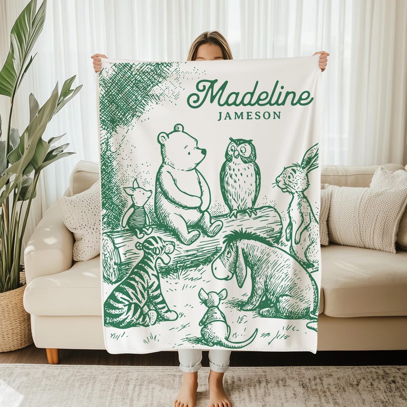 Custom Winnie the Pooh Baby Blanket Personalized Name Baby Gift Soft ...