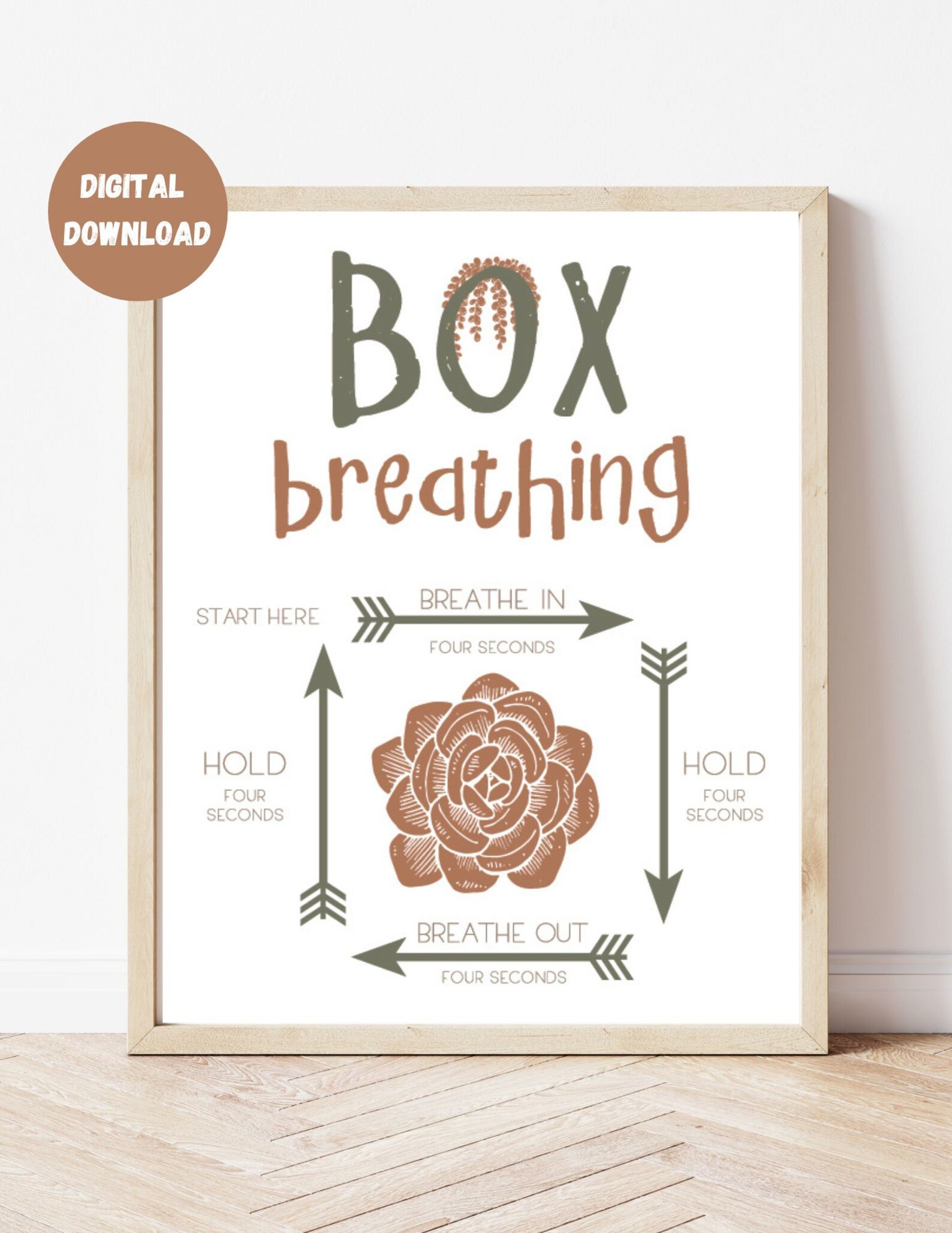 Box Breathing Poster, Square Breathing Poster, Breathing Poster - Etsy